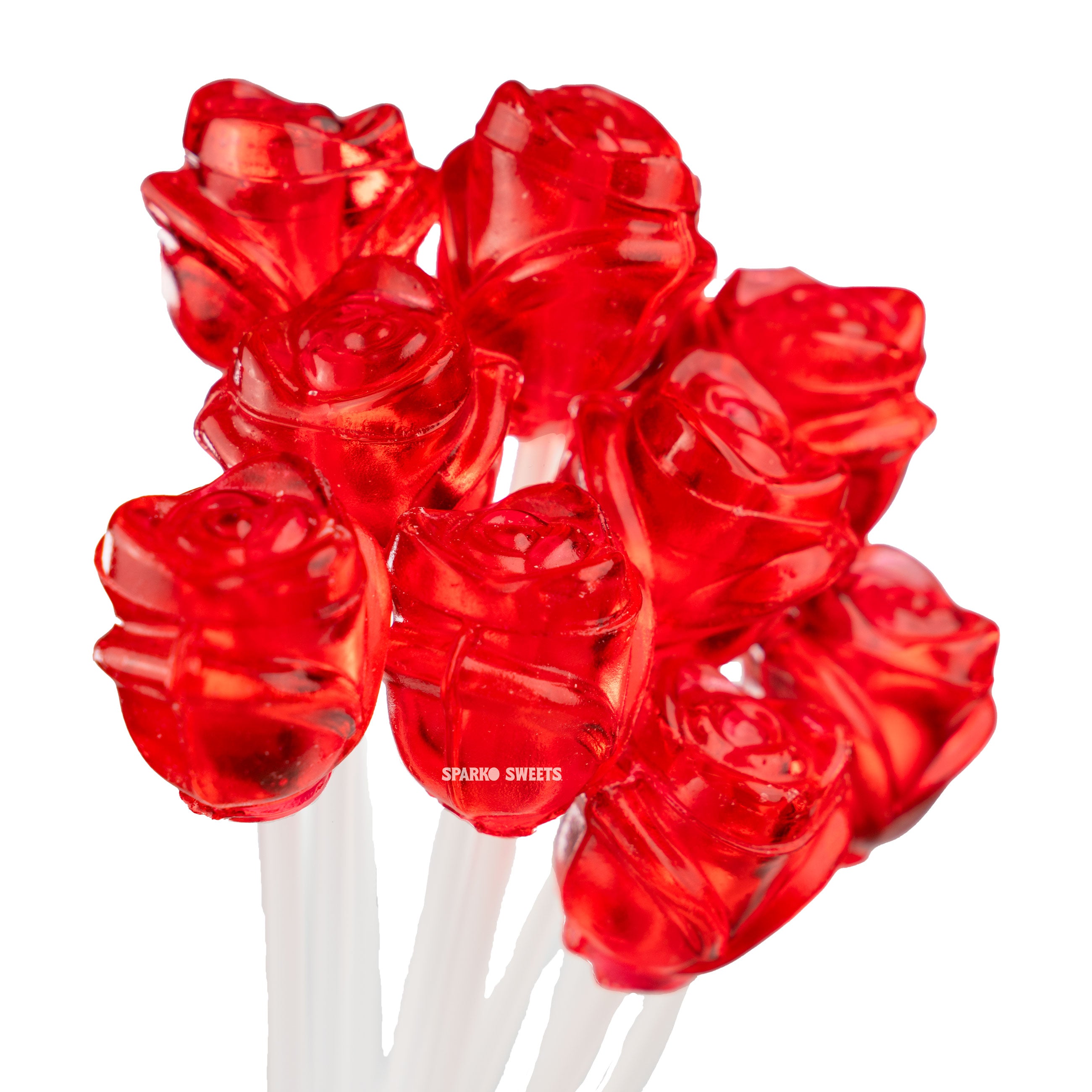 Red 3D Rose Lollipops Long-Stem Twinkle Pops for Valentines Day Candy ...
